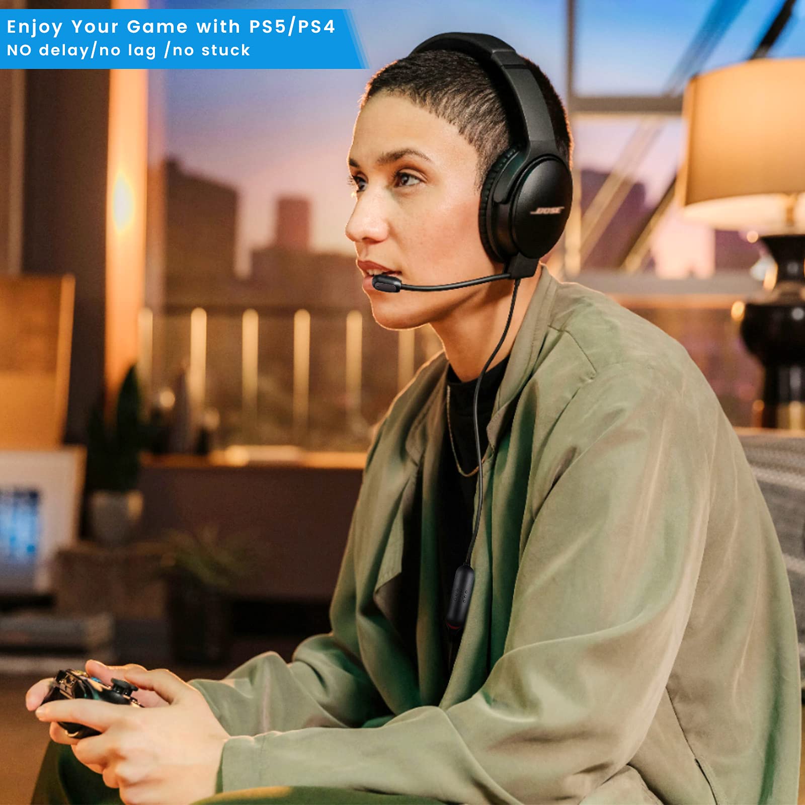 weishan Detachable Mic Replacement for Bose QuietComfort 35 II(QC35 II) & Quiet Comfort 35(QC35) Headphones, Boom Gaming Microphone with Mute Switch for Xbox One, PS4, PS5, PC
