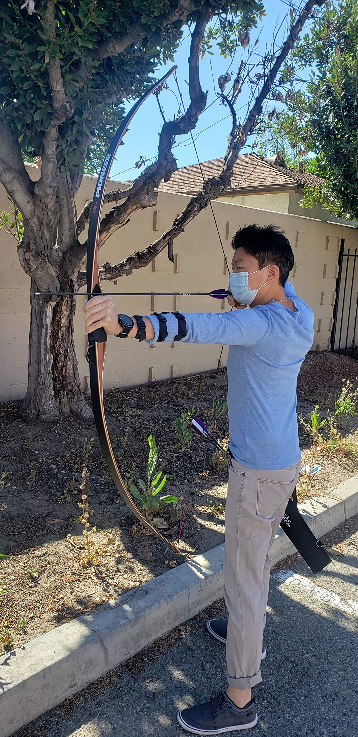 SAS Pioneer 68" Longbow Traditional Wood Long Bow Archery Target Hunting (Left Hand 55 pounds)