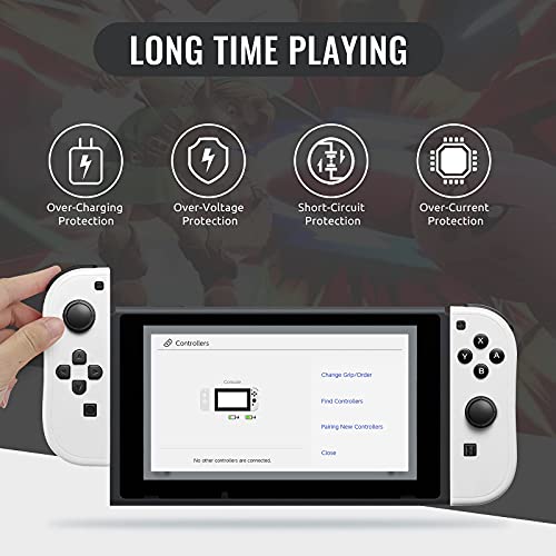 Tenvoonl Joy-Pad Controller Compatible with Switch Joycons with Grip, Switch Controller Supports Wake-up Function (White) (Renewed)