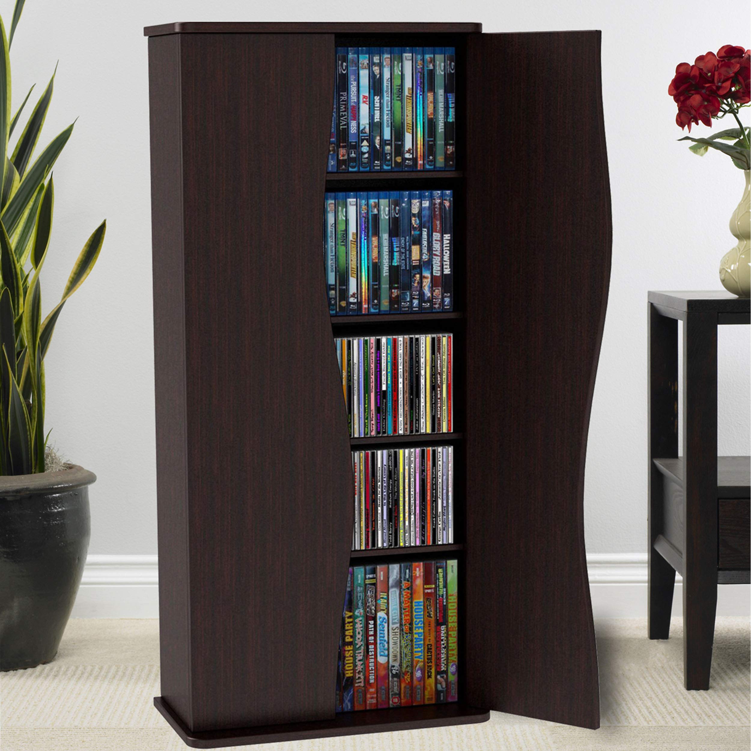 Venus Media Storage Cabinet - Holds 198 CDs, or 88 DVDs or 108 Blu-Rays, 4 Adjustable and 2 Fixed Shelves PN 83035729 in Espresso