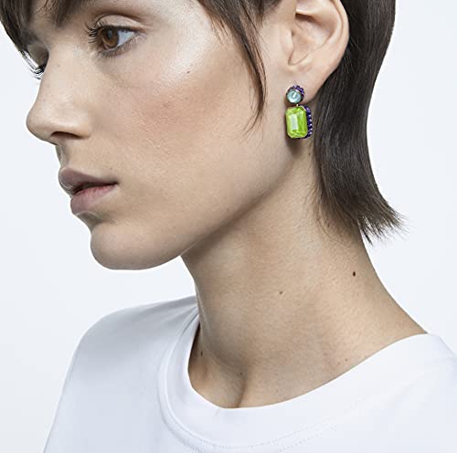 SWAROVSKI Chroma Asymmetrical Reversible Drop Earrings, Multicolored Crystals on a Gold-Tone Finish Setting, Part of the Swarovski Chroma Collection