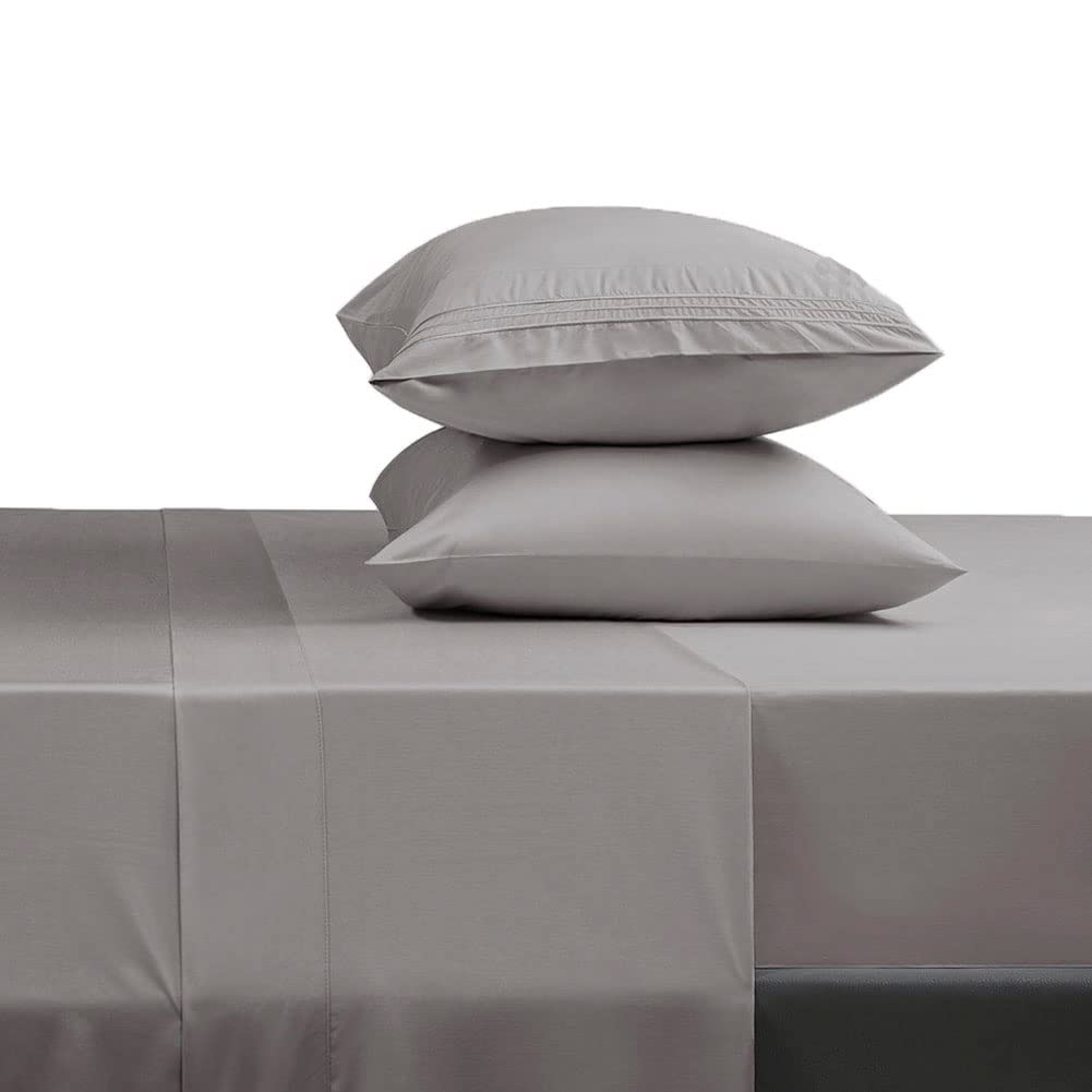 SONORO KATE 100% French Pure Linen Sheets, Breathable and Durable Line Queen Size Sheets, Anti-Tear Line Bed Sheets, Machine Washable, 16 Inch Deep Pocket - 4 Piece (Grey,74" x 96")