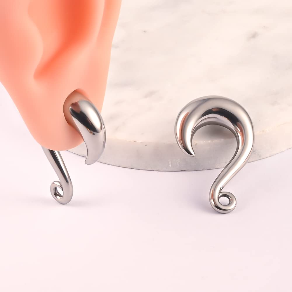 Vankula 3 Pairs DIY Ear Weight Hook for Ear Piercing Jewelry Stainless Steel Plugs Dangle Ear Pierced Expander Gauge