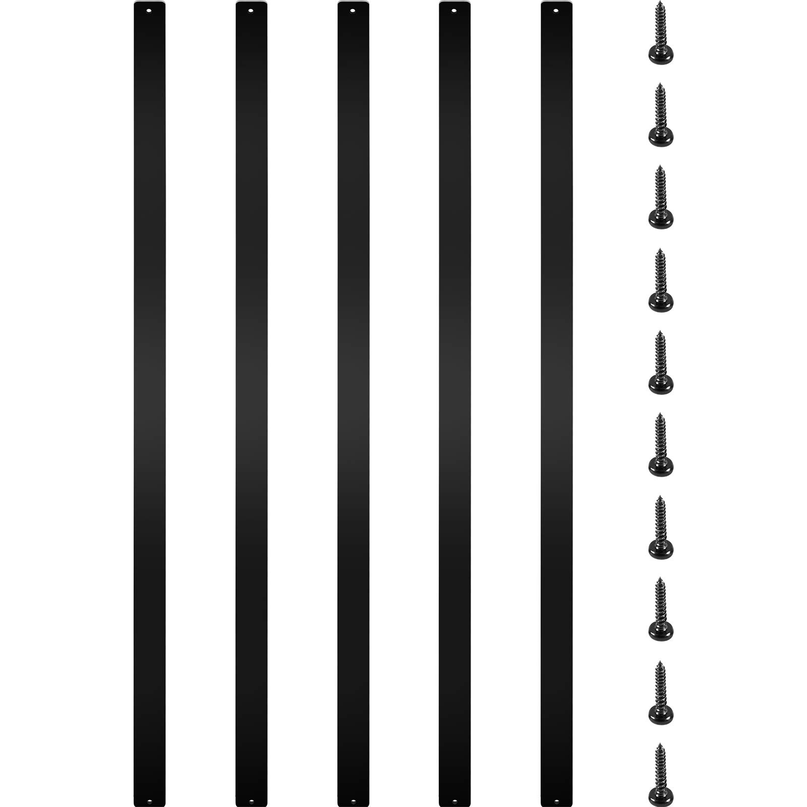 VEVOR Balusters 29.5 Inch-76 Pack Staircase with Screws Flat Aluminum Railing, for Outdoor Stair Deck Porch, Black, 76 Count