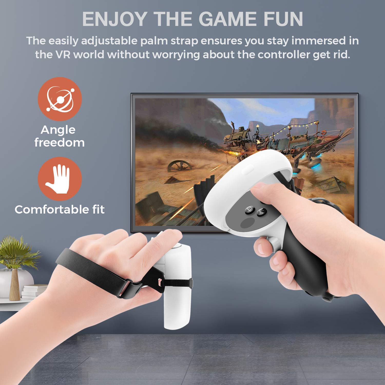Touch Controller Grip Cover for Oculus Quest 2, Anti-Throw Handle Protective Sleeve Quest 2 Accessories with Premium PU-leather Adjustable Hand Strap