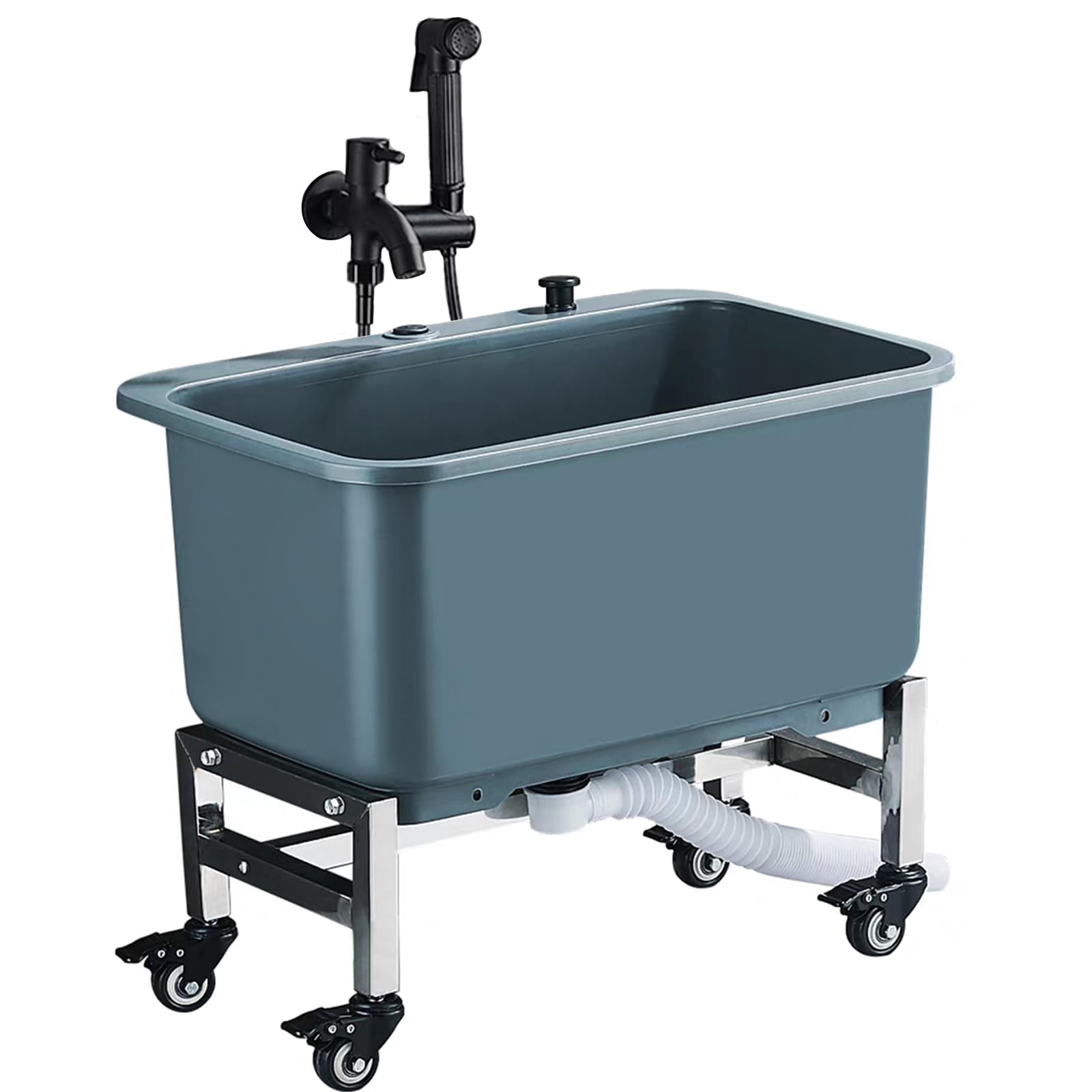 Plastic Freestanding UtilityTub,Washing Hand Basin for Laundry,Freestanding Plastic Laundry Sink,for Restaurant, Kitchen and Home(60X40X50.5cm/23.6X15.7X19.8inch,A)