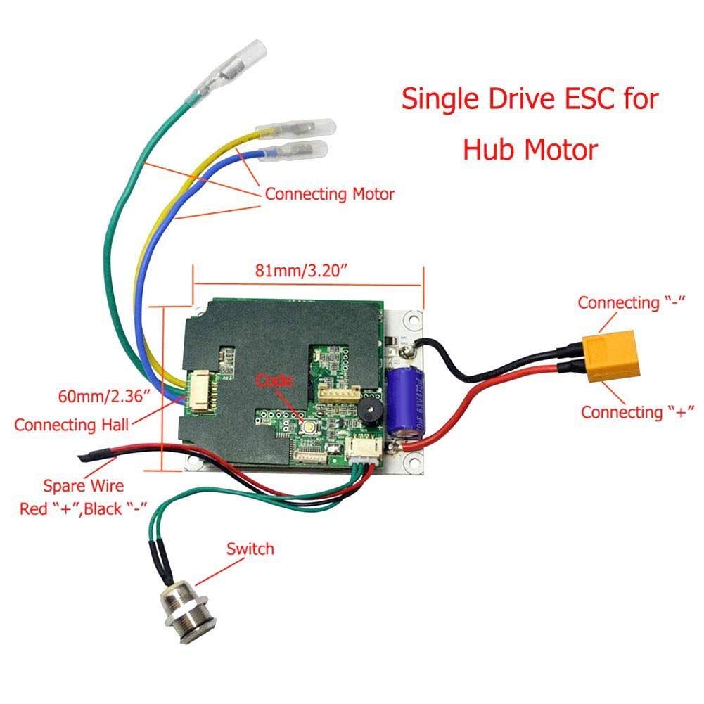 REOUG Nologo Electric Skateboard Motor 70mm 24V-36V 150W Brushless Motor Hub Motor Mini Scooter DIY Electric Skateboard Remote Control