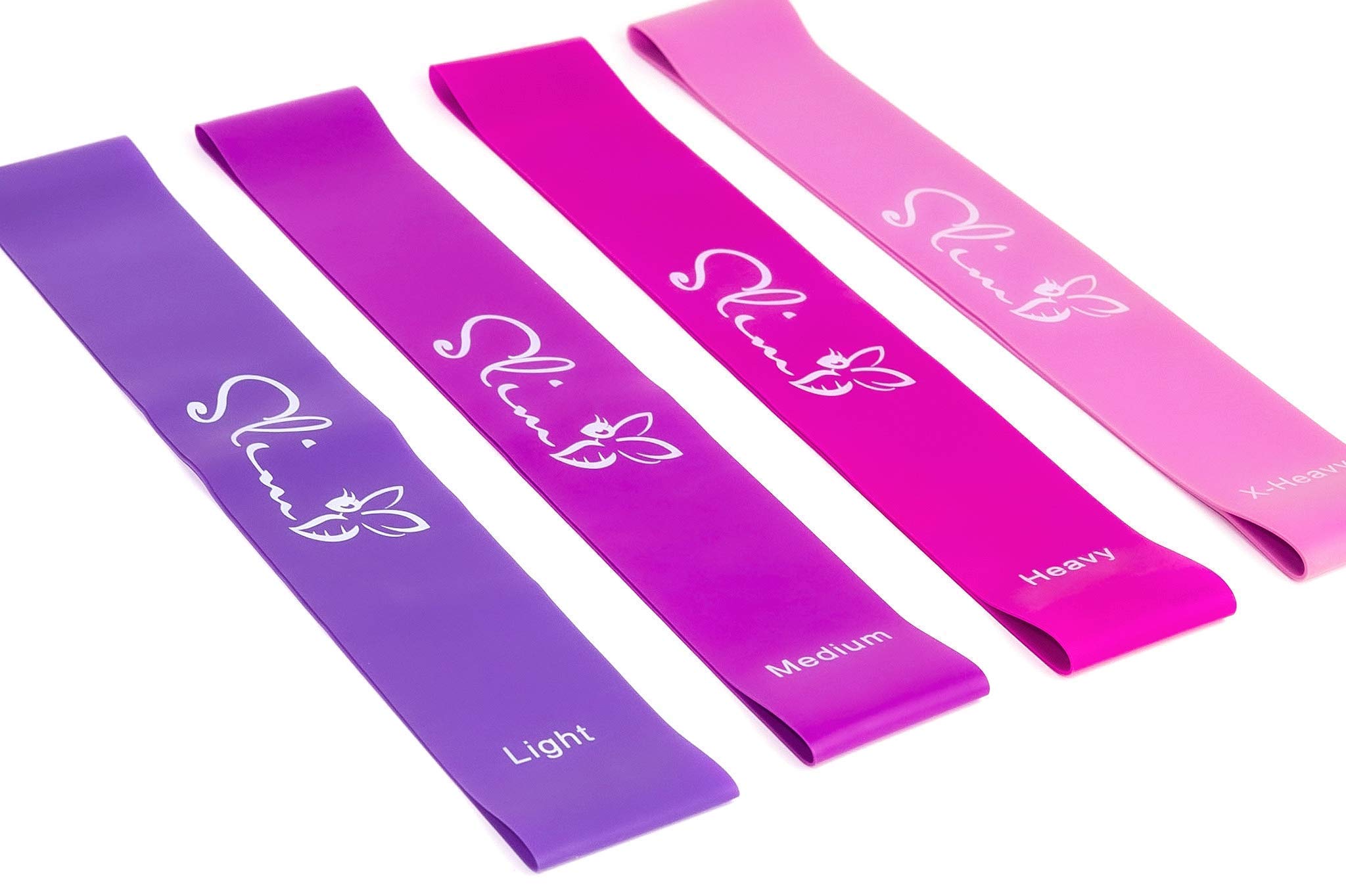 Slim Bee Resistance Work Out Bands Set with Carry Bag. Set of 4 - Home & Gym Workout Training Set - Exercise Workout Booty Bands for Legs, Butt and Arms