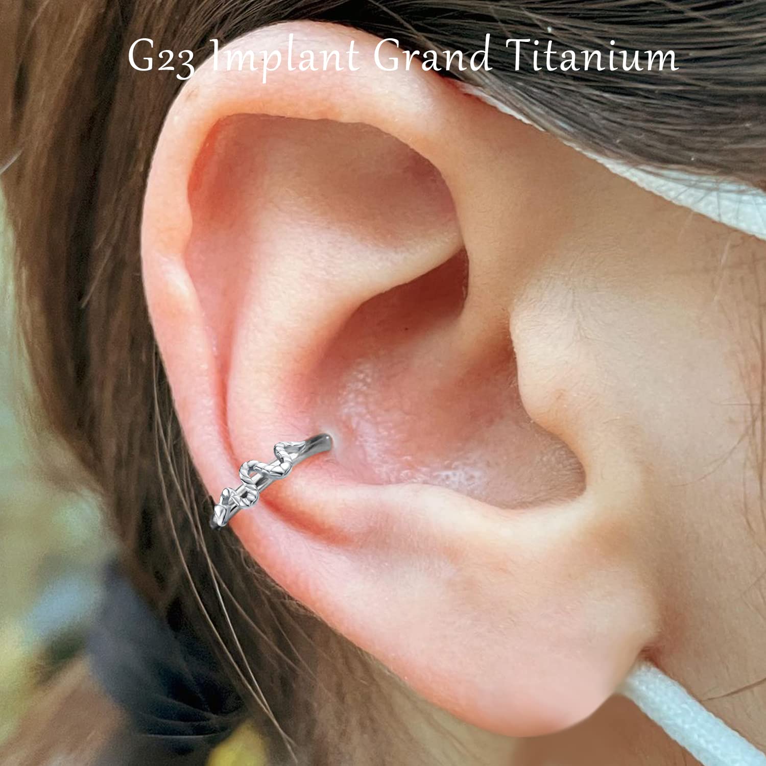 VOJO G23 Titanium 16G Cartilage Helix Earrings Threaded Flat Back Tragus Labret Nose Studs Medusa Piercing Jewelry (16G 10mm, Silver)
