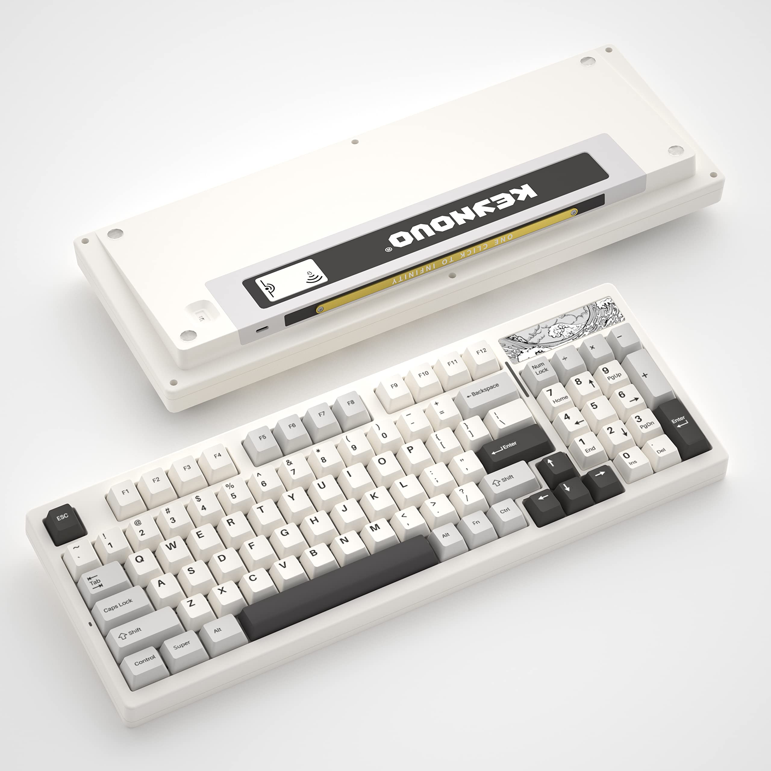 YUNZII Keynovo IF98 Pro Tri-Mode Wireless Bluetooth Hot Swappable Gasket Mechanical Gaming Keyboard 98 Key 96% 1800 Layout RGB Backlight for Mac & Win (Gateron G Pro Yellow, Wireless White)