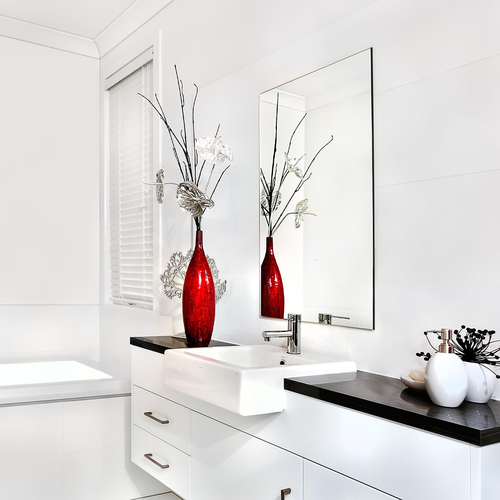 NIXRET Full Length Mirror ,frameless16 x 12in Glass Mirror Tiles (1 Piece) high Definition Wall Mirror Full lengthsquare Mirrors for Wall Wall Mirrors for Bedroom for Living Room, Door, Bathroom, Gym