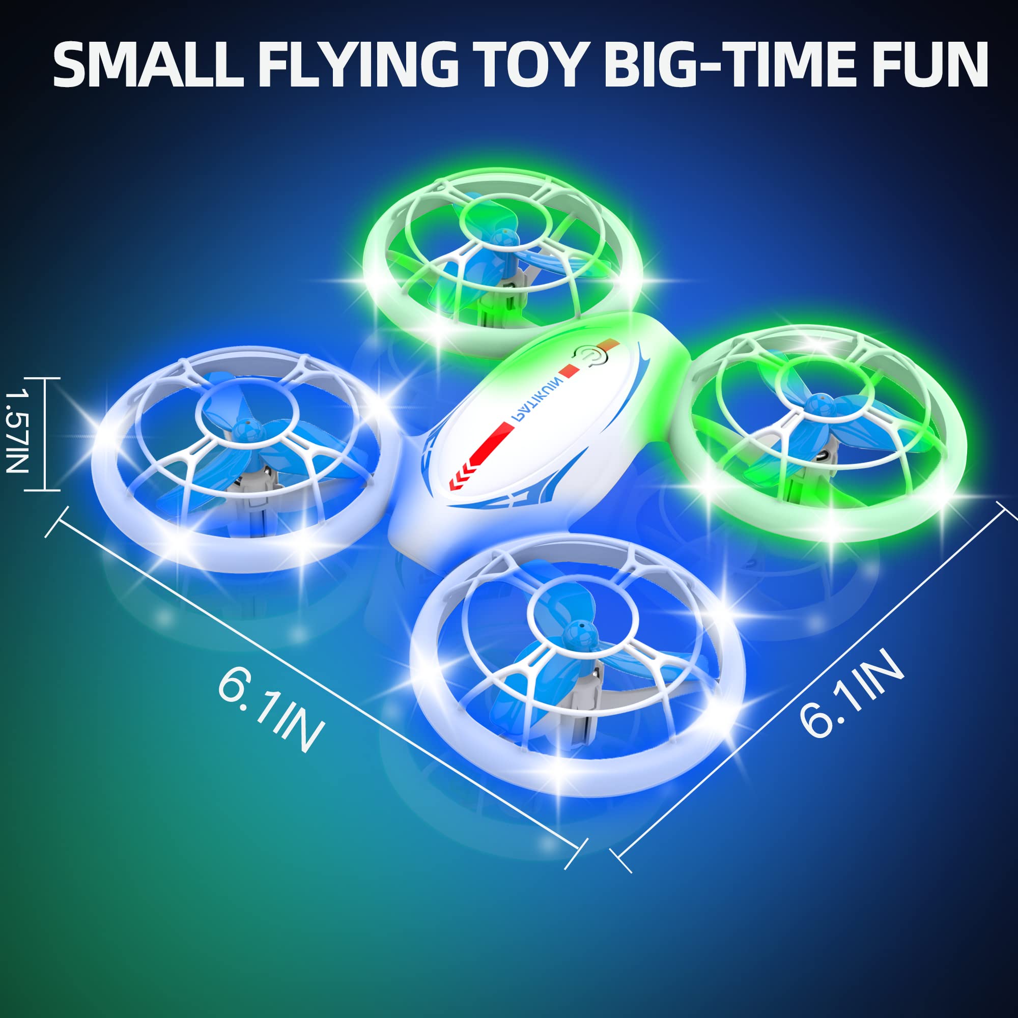 PATIKUIN Drones for Kids RC Mini Drone with LED Lights for over 8 years old Boys and Girls Beginners, RC Helicopter Quadcopter with Five Cool Light Effects, Auto Hovering, 3D Flip, Remote Control Headless Mode, Circumflight and Emergency Paddle Stop