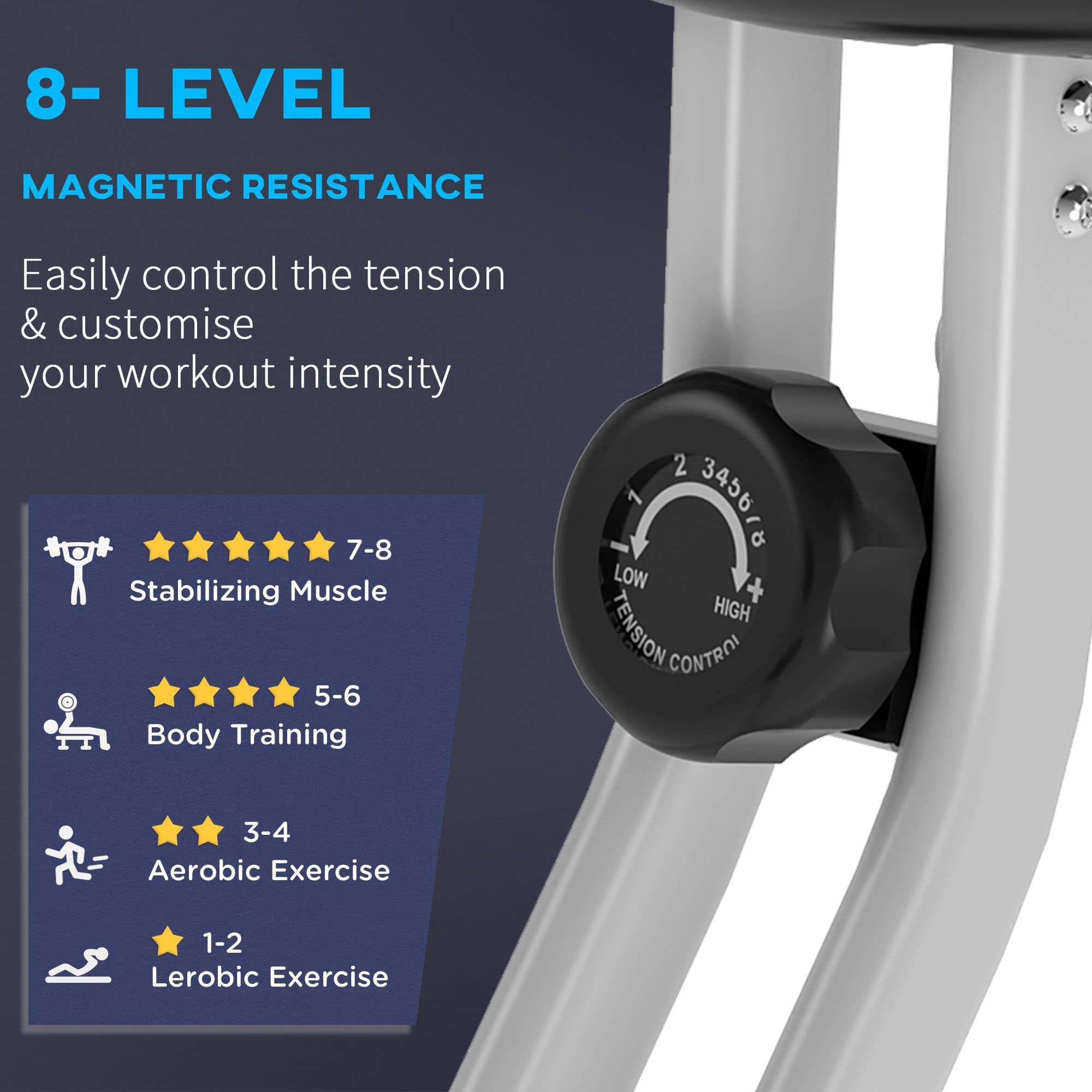 Soozier Foldable Upright Training Exercise Bike Indoor Stationary X Bike with 8 Levels of Magnetic Resistance for Aerobic Exercise, Grey