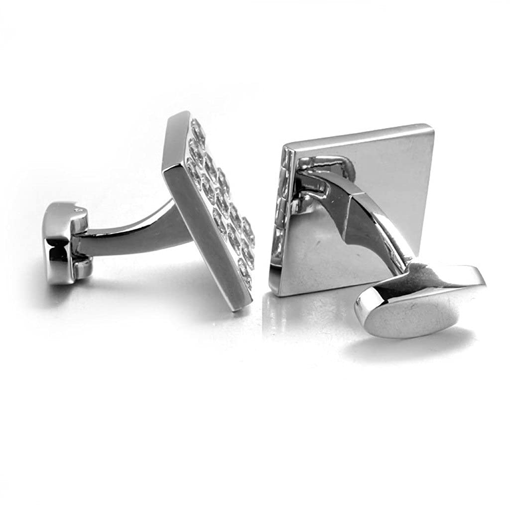 Zircon Cufflinks Business French Shirt Generous Cuffs Copper Oxidation Resistant and Durable (Color : Silver, Size : As Shown) (Silver As Shown)