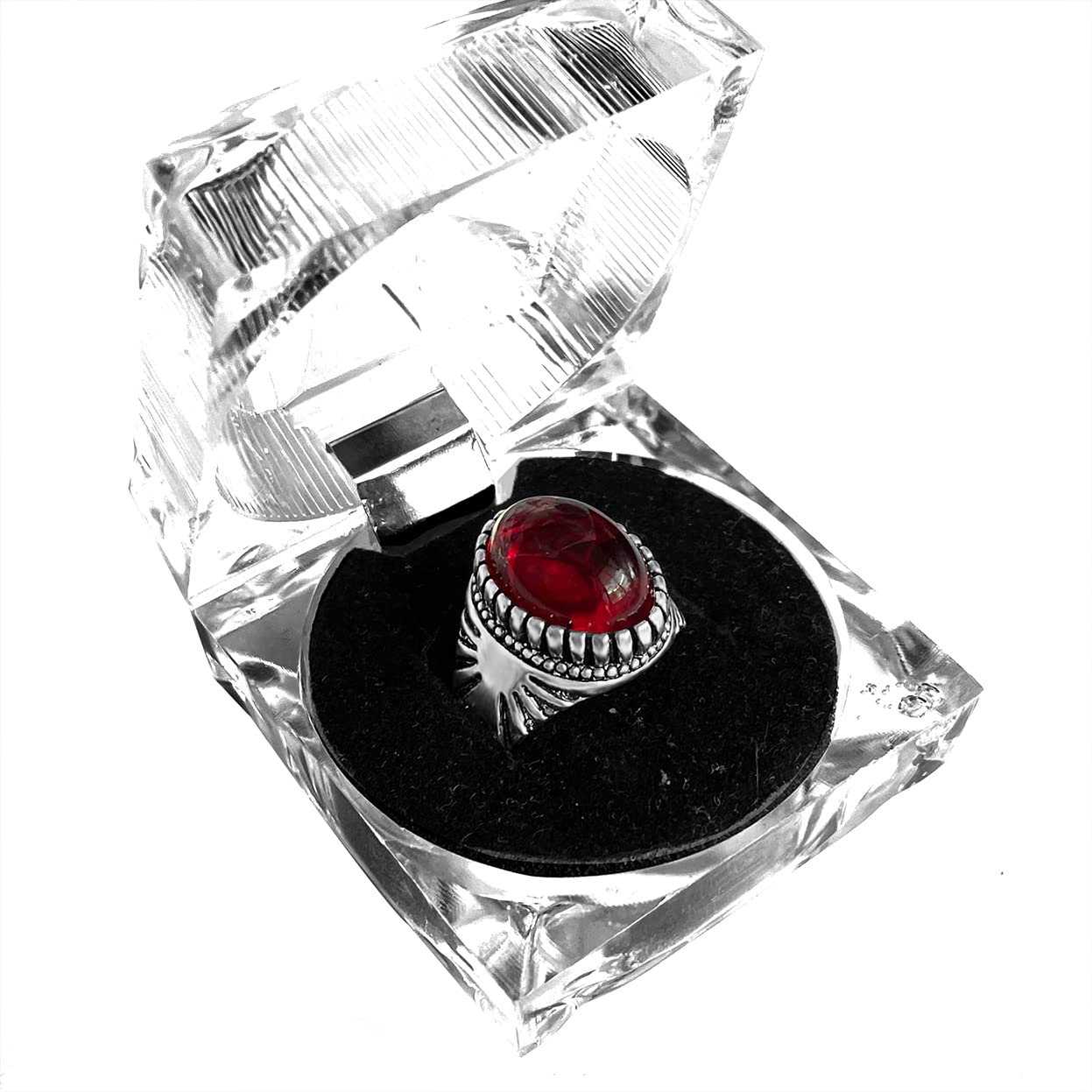 THJEW Retro S925 Silver Rings with Stone for Men Women,Green Turquoise Ring,Natural Agate Stone Ring,Onyx Ring for Men,Garnet Rings,Turkey Rings,Precious Oval Shaped Gemstone Jewelry (RingColor_D, 8)