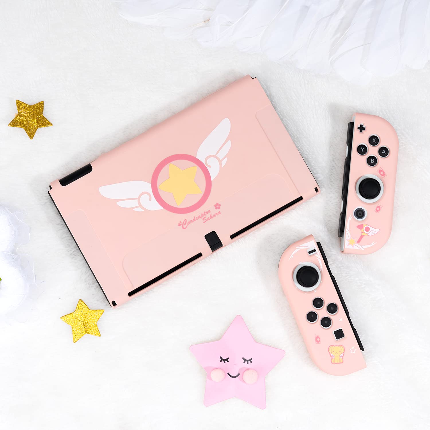 YOCORE Cute Protective Case Compatible with Nintendo Switch OLED Model 2022, Soft TPU DIY Replacement Shell with Shock-Absorption and Anti-Scratch - Cardcaptor Sakura