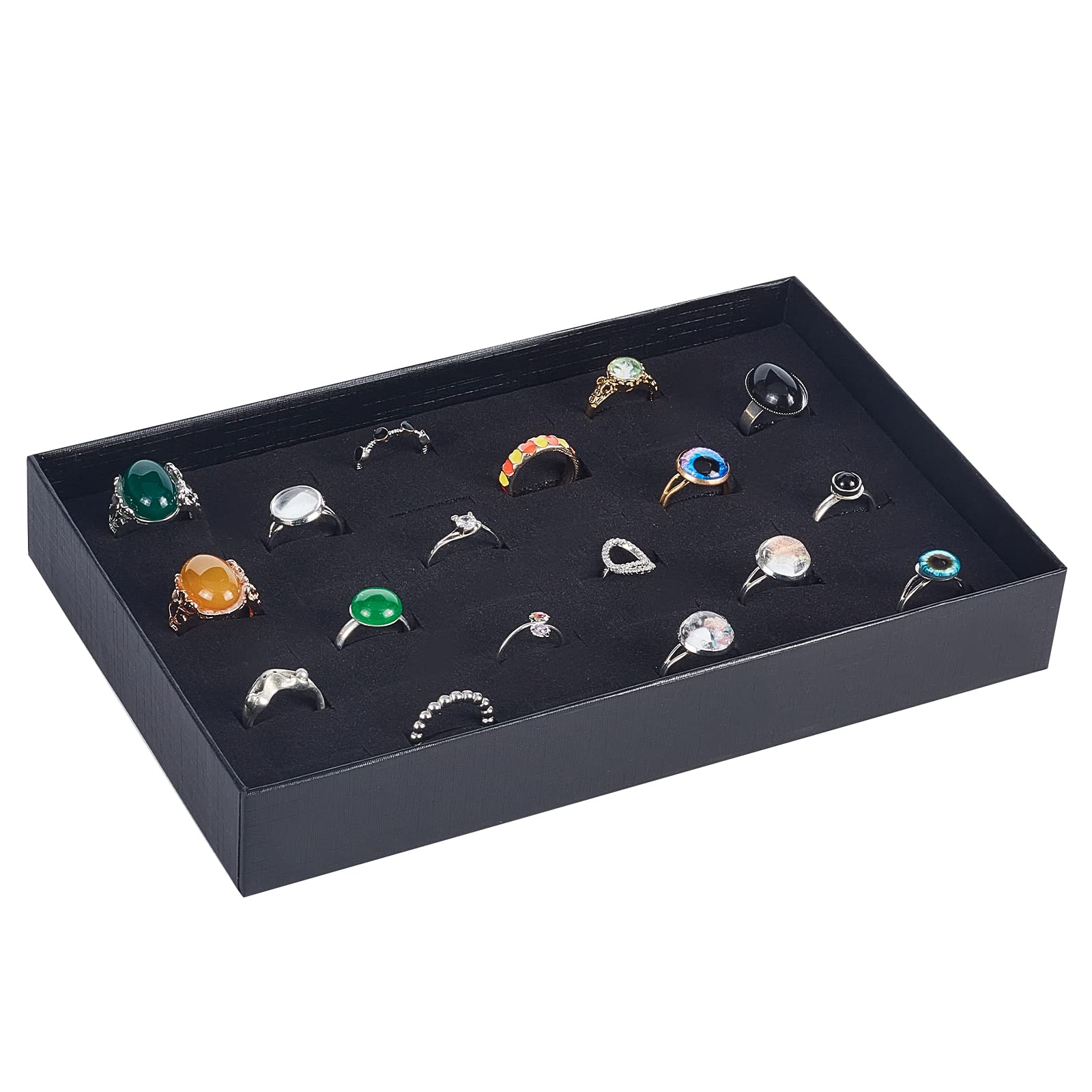 SUNNYCLUE 1Pc 36 Slots Ring Showcase Display Box Ring Organizer Boxes Rings Holders Insert Display Trays Transparent Packing Box for Business Selling Shows Jewelry Rings Earrings Storage Supply