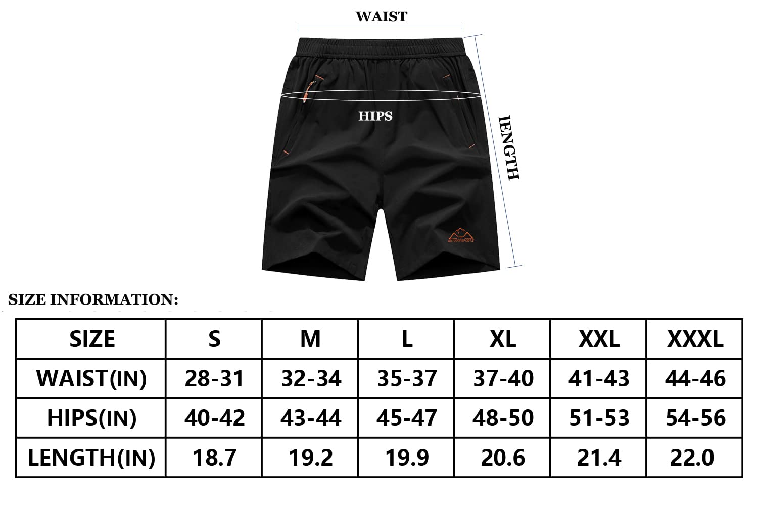 Rdruko Men's Hiking Running Shorts Quick Dry Athletic Performance Shorts Zip Pockets(Light Grey, US L)