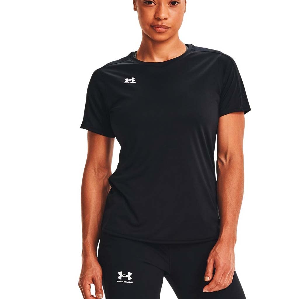 Under Armour Women's Challenger Short Sleeve Training Top, Black (001)/White, Large