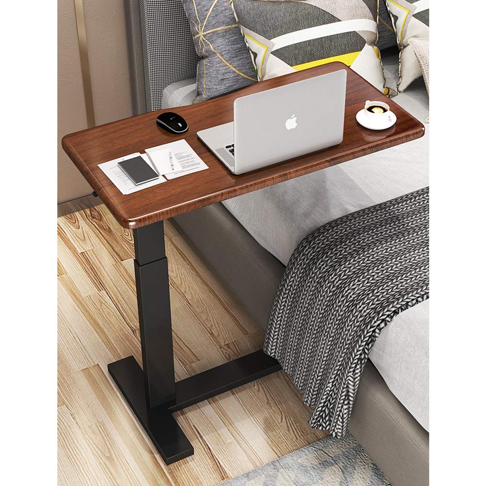 Olpchee Wooden Sofa Bed Side Table Height Adjustable Laptop Desk Movable Console TV Tray Table for Home Office (Walnut)