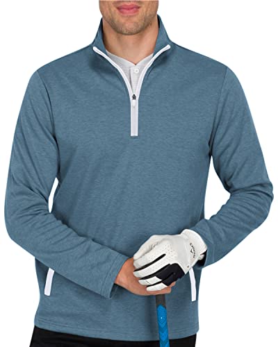 Three Sixty Six Men's Pullover Sweater - Dry Fit Breathable Half Zip Golf Jacket 4-Way Stretch Moisture Wicking & Anti-Odor