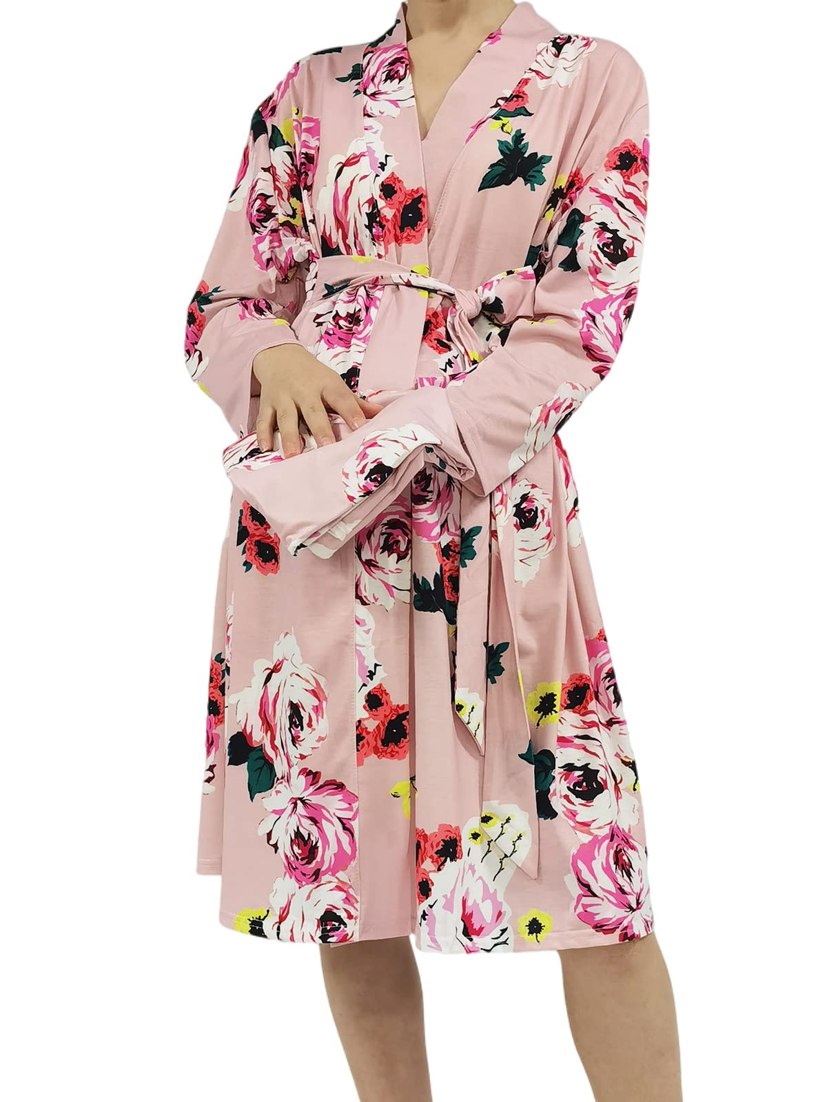 SUFEINI Maternity Robes and Matching Swaddle Blanket Set, Women Mommy Postpartum Robe Hospital Labor and Delivery Gown
