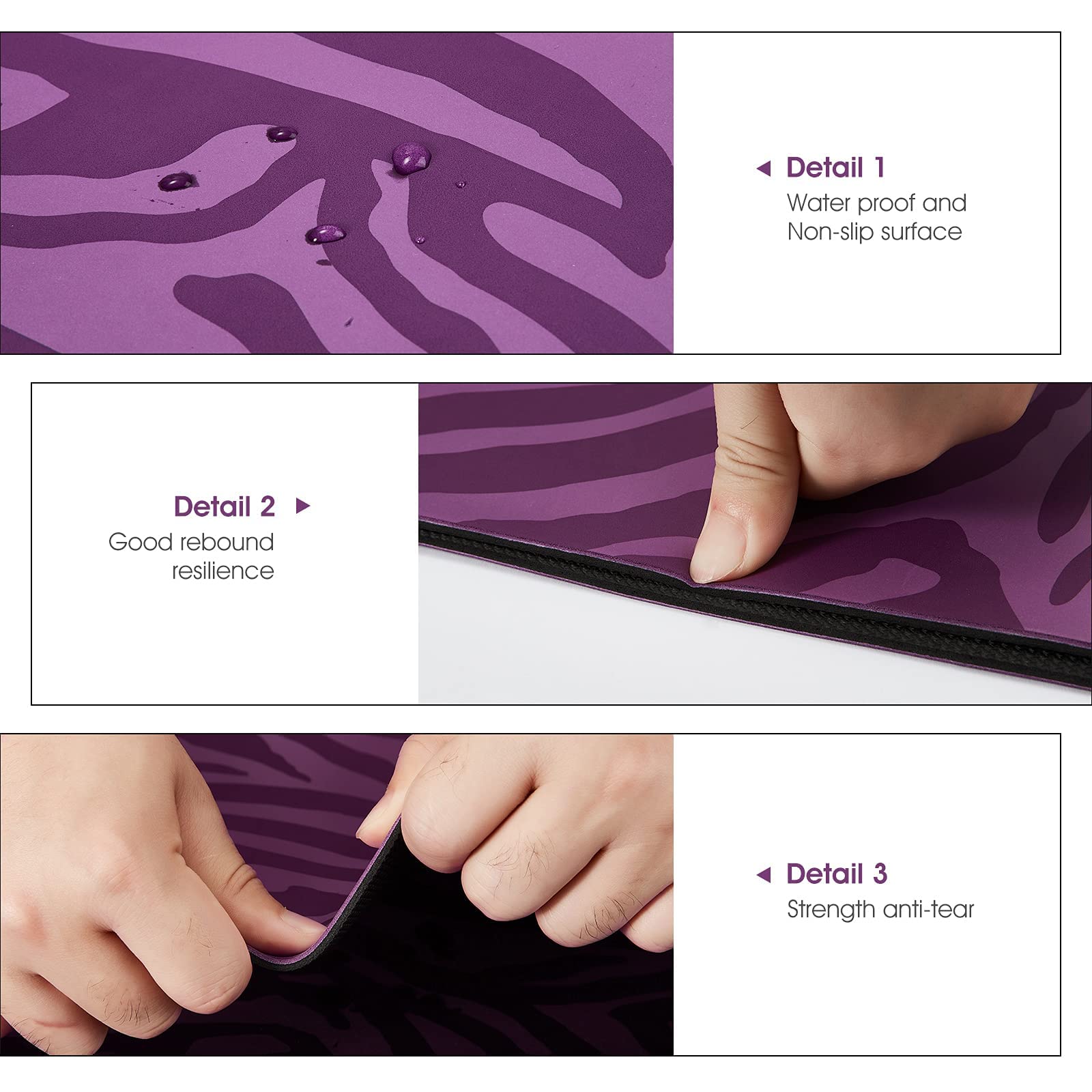 Yoga Mat, TPE Yoga Mat Fitness Exercise Mat with Strap