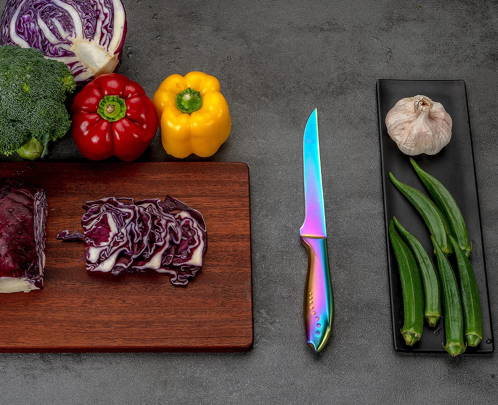WELLSTAR Boning Knife 6 Inch, Razor Sharp German Steel Fillet Knife for Trimming Brisket/Rib/Steak/Meat, Deboning Chicken, Processing Fish/Game Meat, Rainbow Titanium Coating, Strong Durable Handle