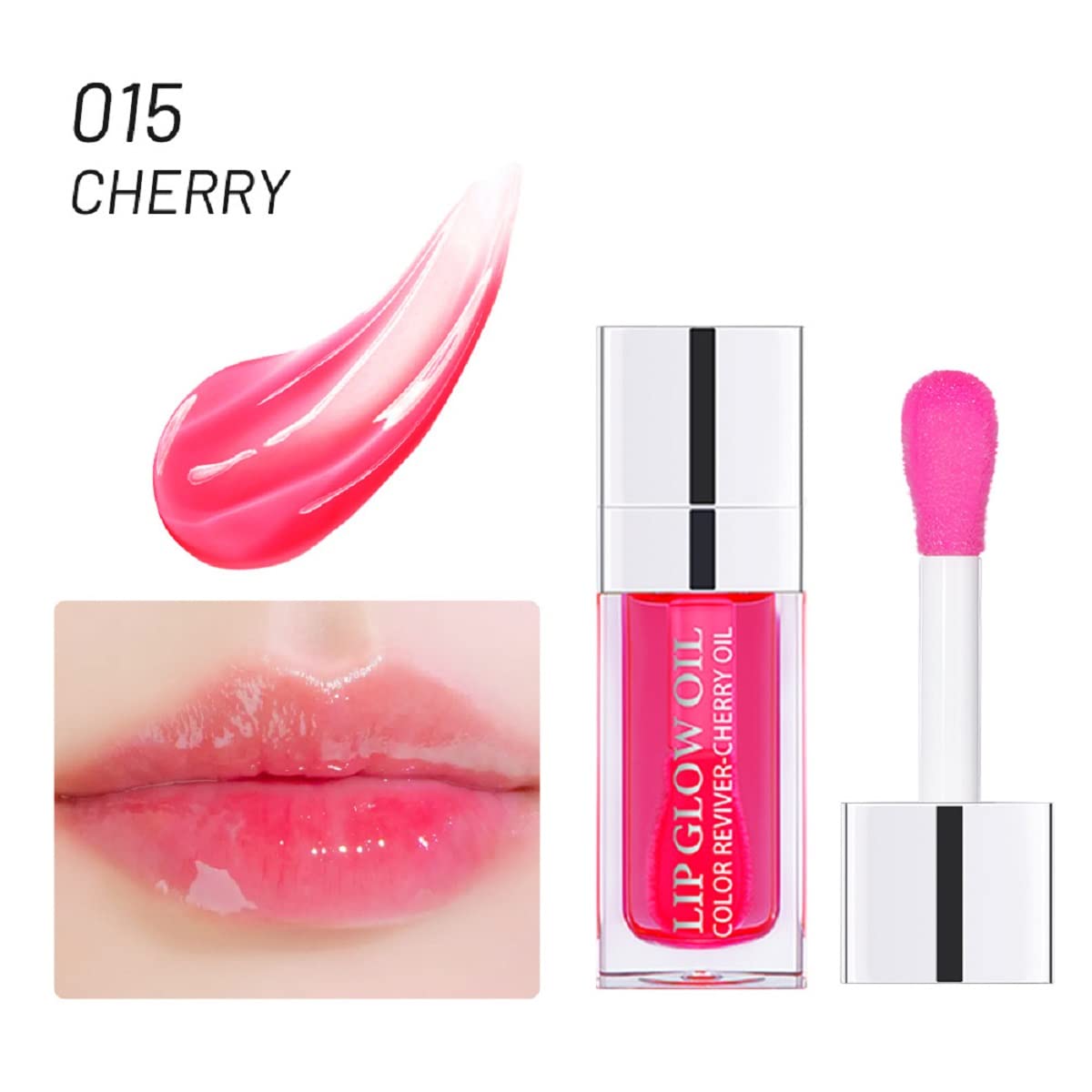 WFWJ 2 Pcs Hydrating Lip Glow Oil,Plumping Lip Oil,Tinted Lip Balm Lip Care,Moisturizing Lip Gloss,Lip Plumper Gloss Make Lips Fuller and Moisturizing(#015 Cherry)