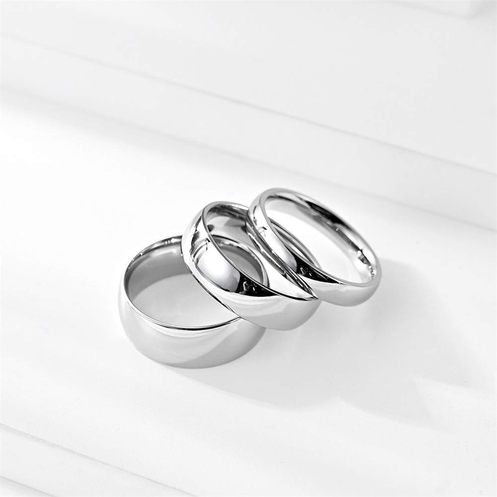 WOYNJI Men's Women's Stainless Steel Plain Dome Silver Ring High Polished Wedding Band Comfort Fit 8mm Silver Size 6