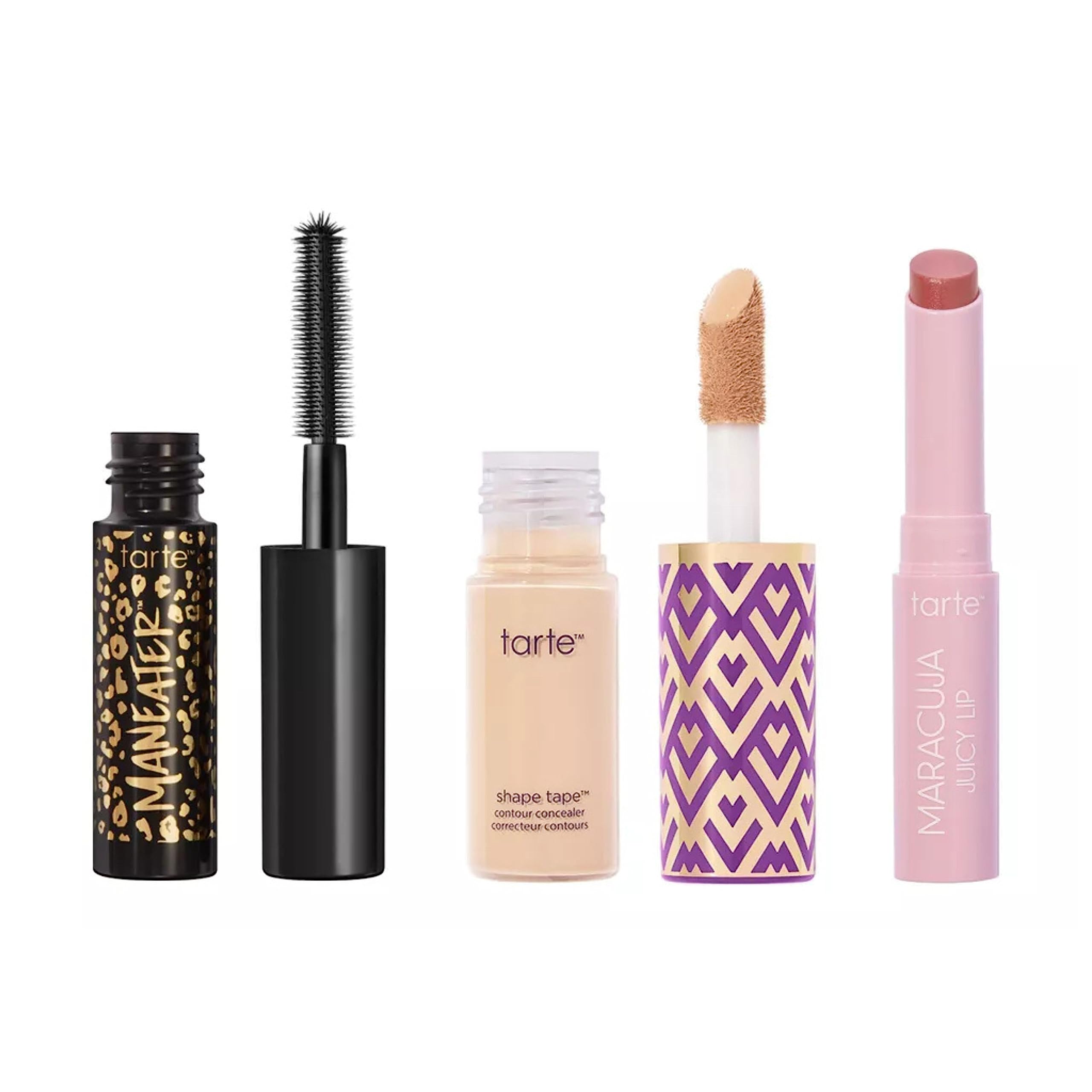 Tarte Shape Tape Concealer Beauty Gift Sets – 3 pc Travel Size - 22N Light Neutral Concealer, Mascara, Lip Balm (Rose)