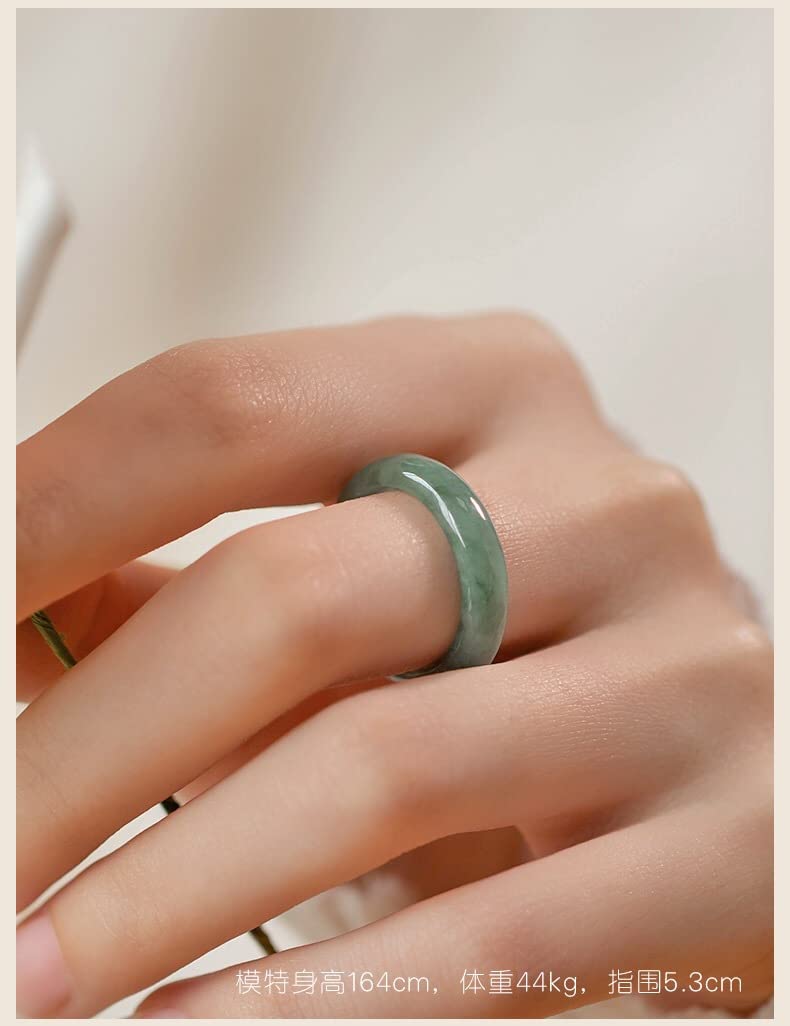 Zhubobo Mens Womens Natural Genuine Real Green Jade Band Ring Size 5-12 (Green,11)