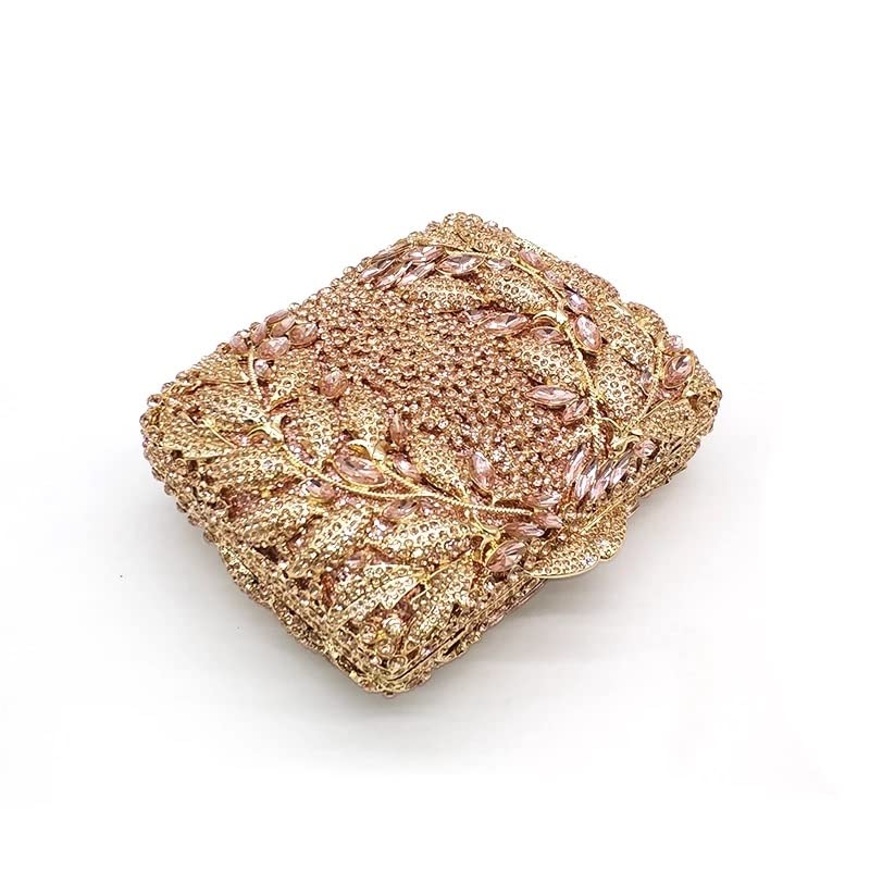 ZHUHW Women Evening Party Bag Clutches Bridal Wedding Party Heart Purses Leaves Crystal Purses