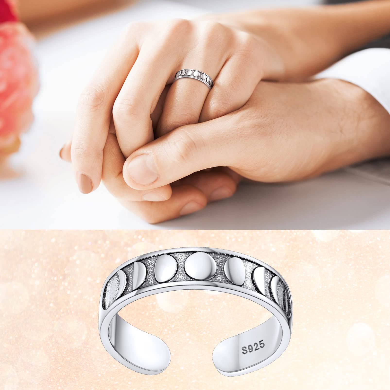 Women Stacking Rings Plain Silver Frog Open Rings for Girlfriend Birthday Party Gift