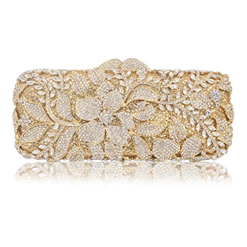 ZHUHW Women Purse Crystal Flower Metallic Clutches Female Chains Shoulder Bags Evening Handbags