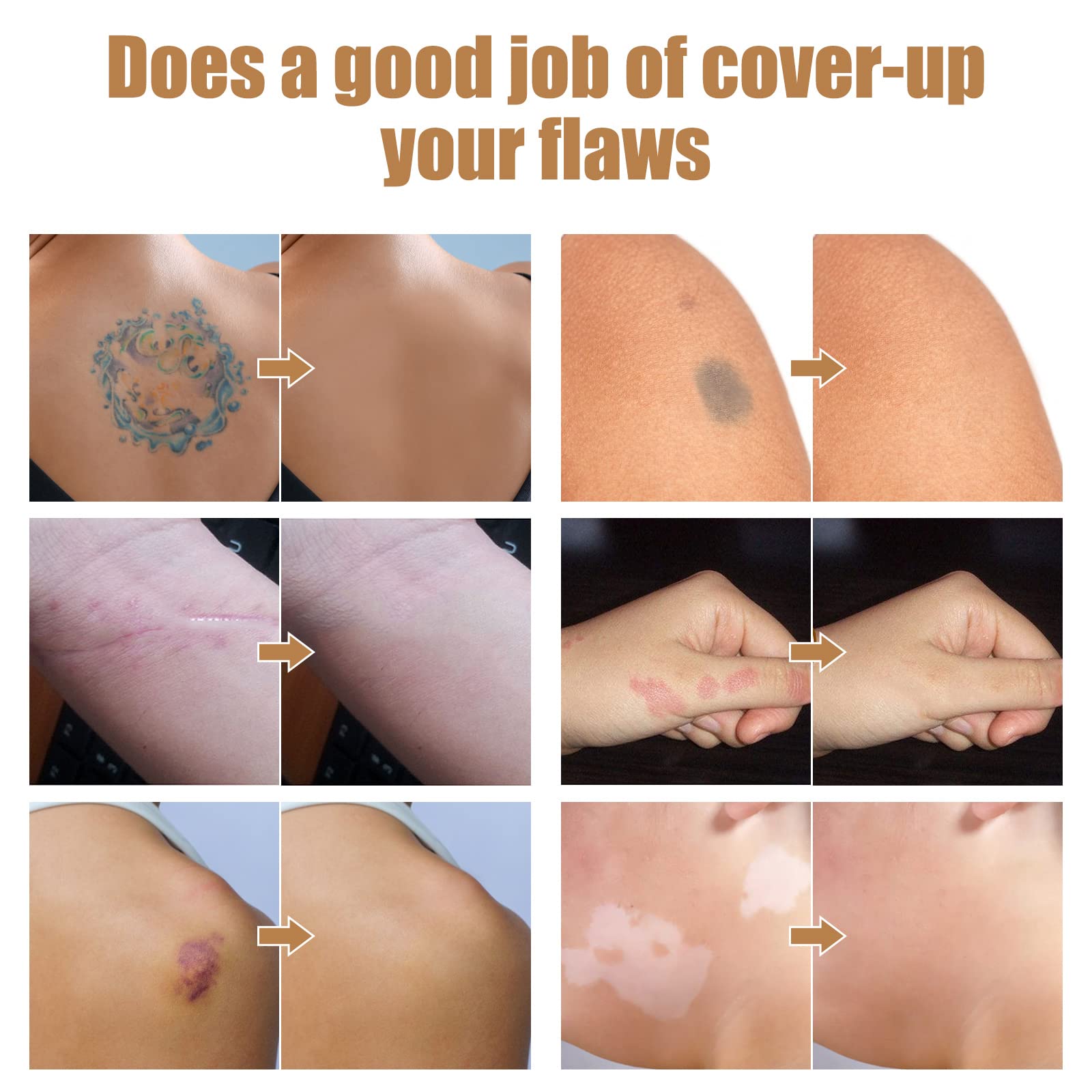 Tattoo Cover Up, 2 Colors Makeup Waterproof, Invisible Skin Concealer Set, Long Lasting Suitable for and Scars, Dark Spots, Vitiligo, 0.07 kilograms