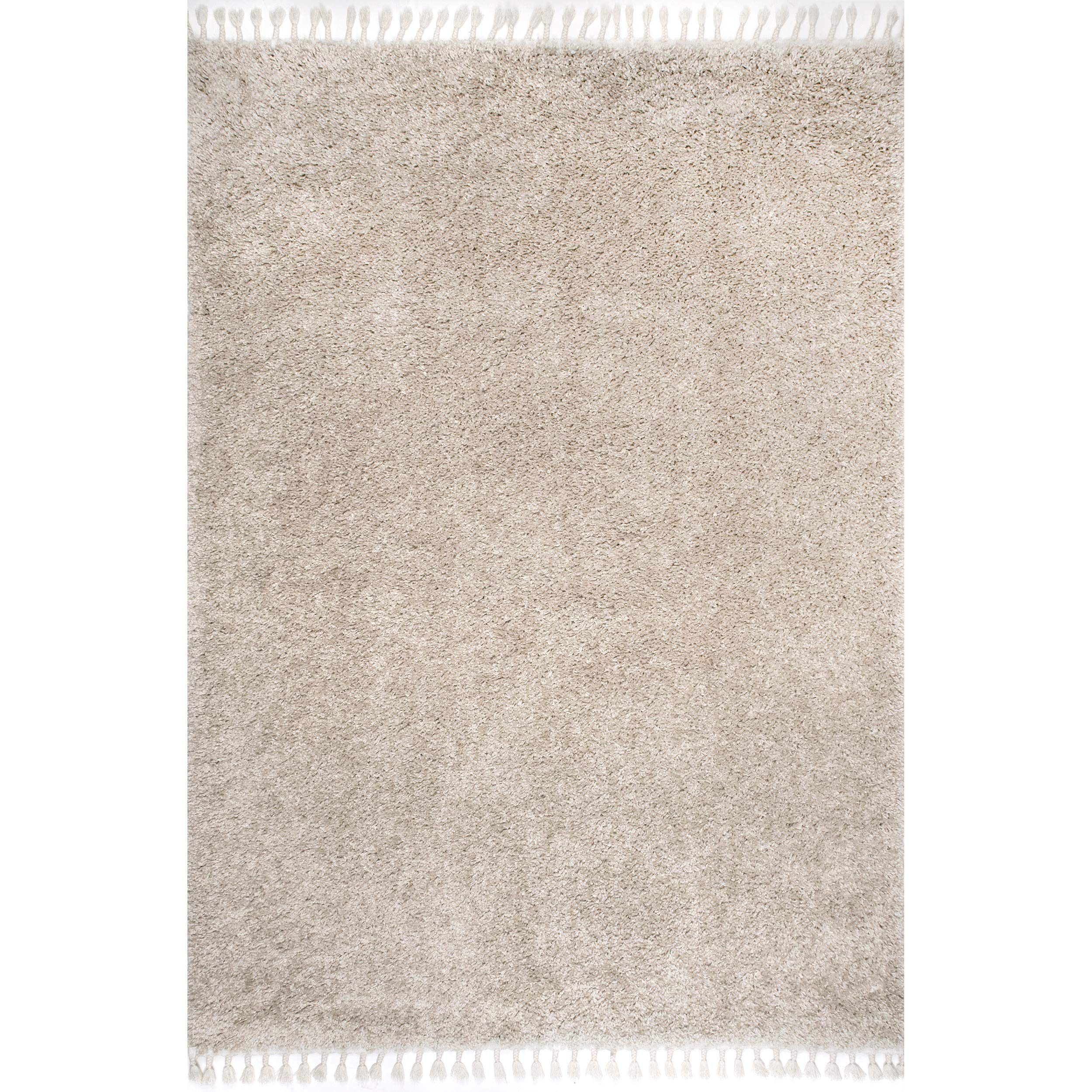 nuLOOM Gelina Soft Shaggy Tassel Plush Area Rug, 10x14, White