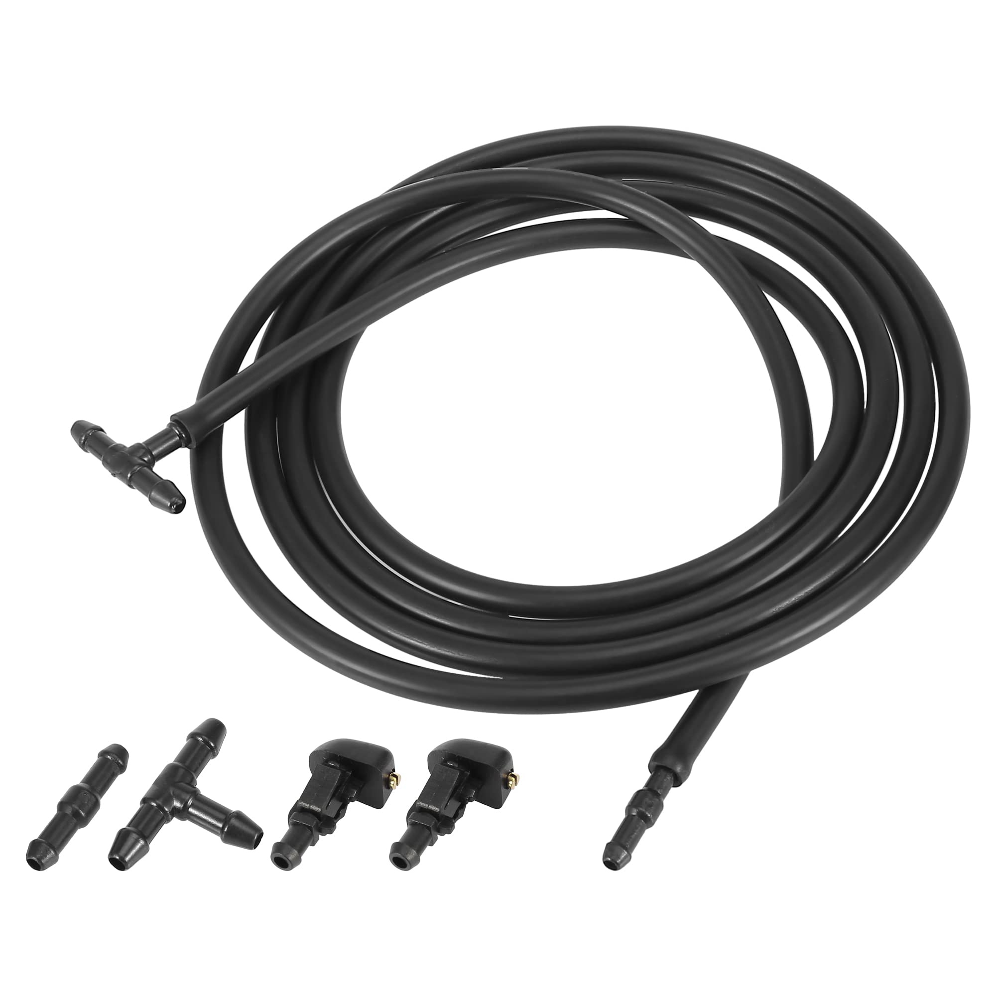 X AUTOHAUX 7pcs Front Windshield Washer Nozzles Kit for Ford F150 2005-2013 2 Meters Windshield Washer Hose with Connectors Replaces 3W7Z17603AA