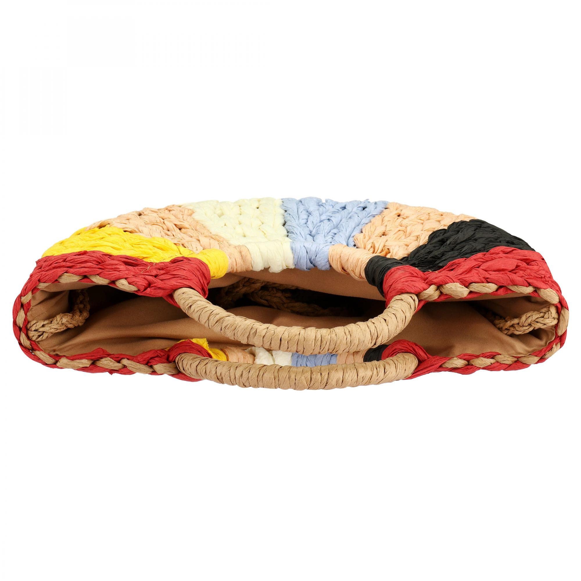 YYW Small Straw Handbag Colorful Hand-woven Summer Beach Rattan Top Handle Bag Woven Shoulder Bag (Multi)
