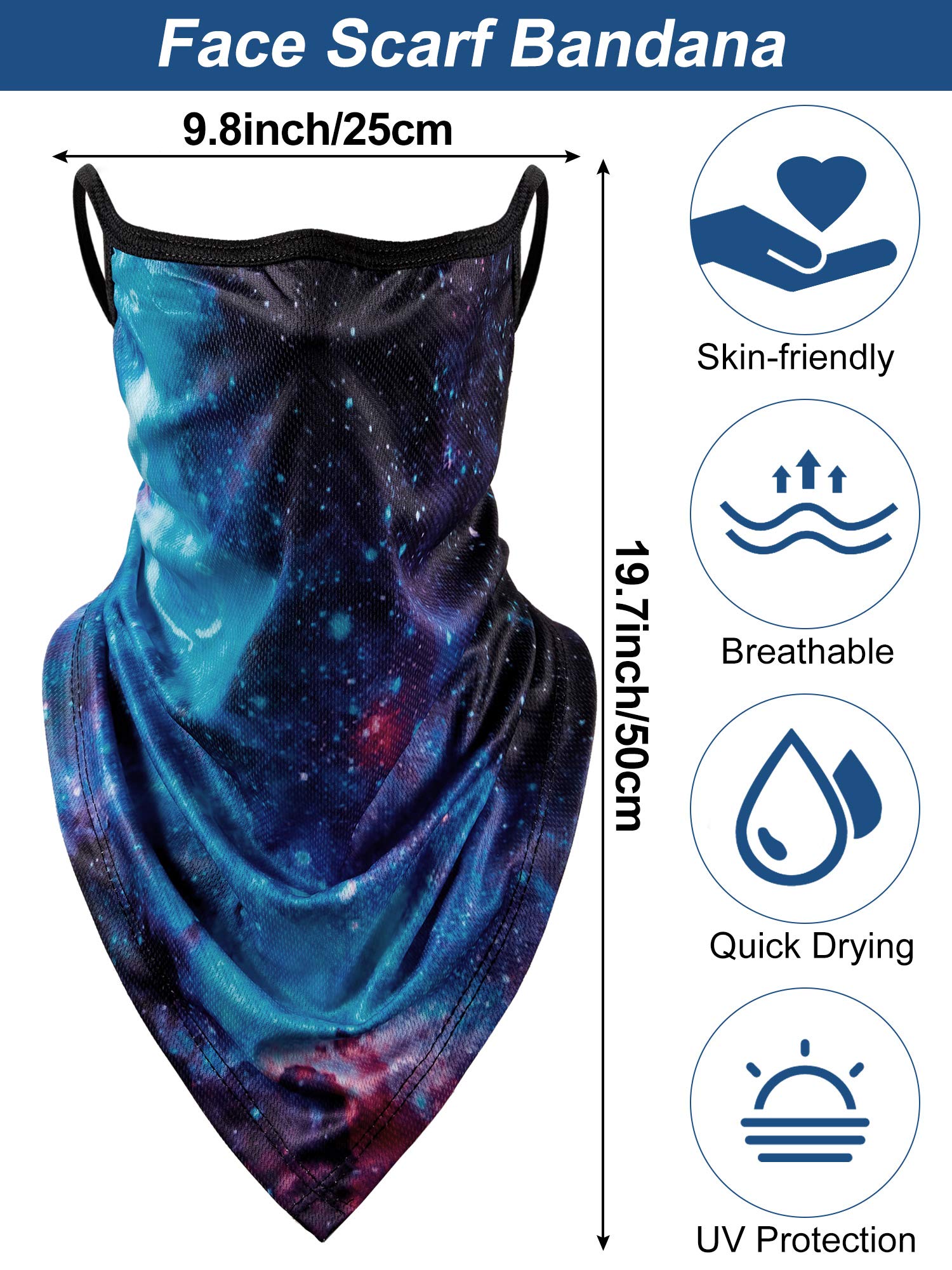 SATINIOR 8 Pieces Face Cover Scarf Bandana Ear Loops Balaclava Unisex Cooling Neck Gaiters Scarf Shield, 8 Styles ()