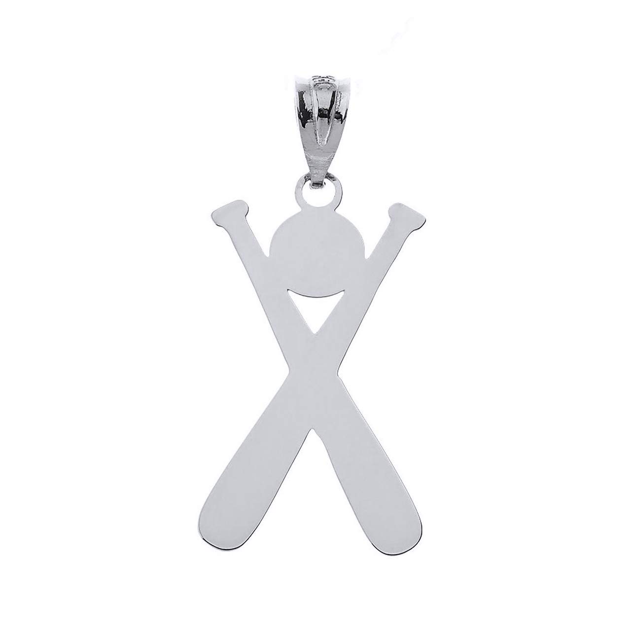 Sterling Silver Personalized Baseball and Baseball Bat Cross Sports Pendant with Your Name and Number