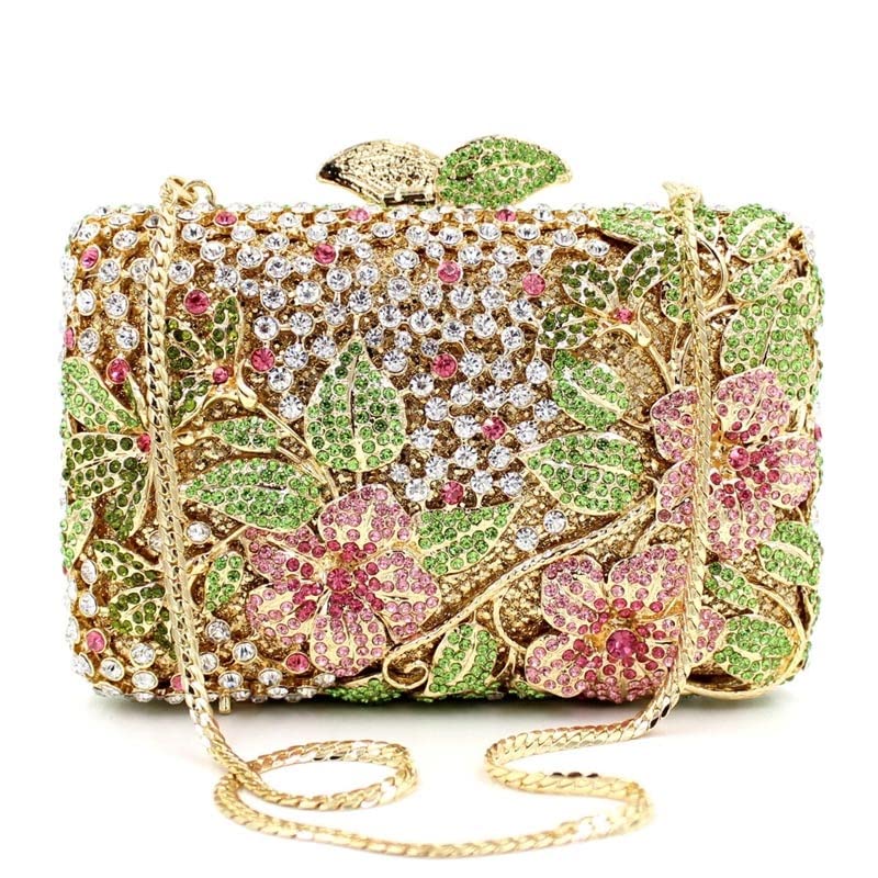 ZHUHW Women Colorful Crystal Hollow Out Clutch Bags Wallet Wedding Evening Bag