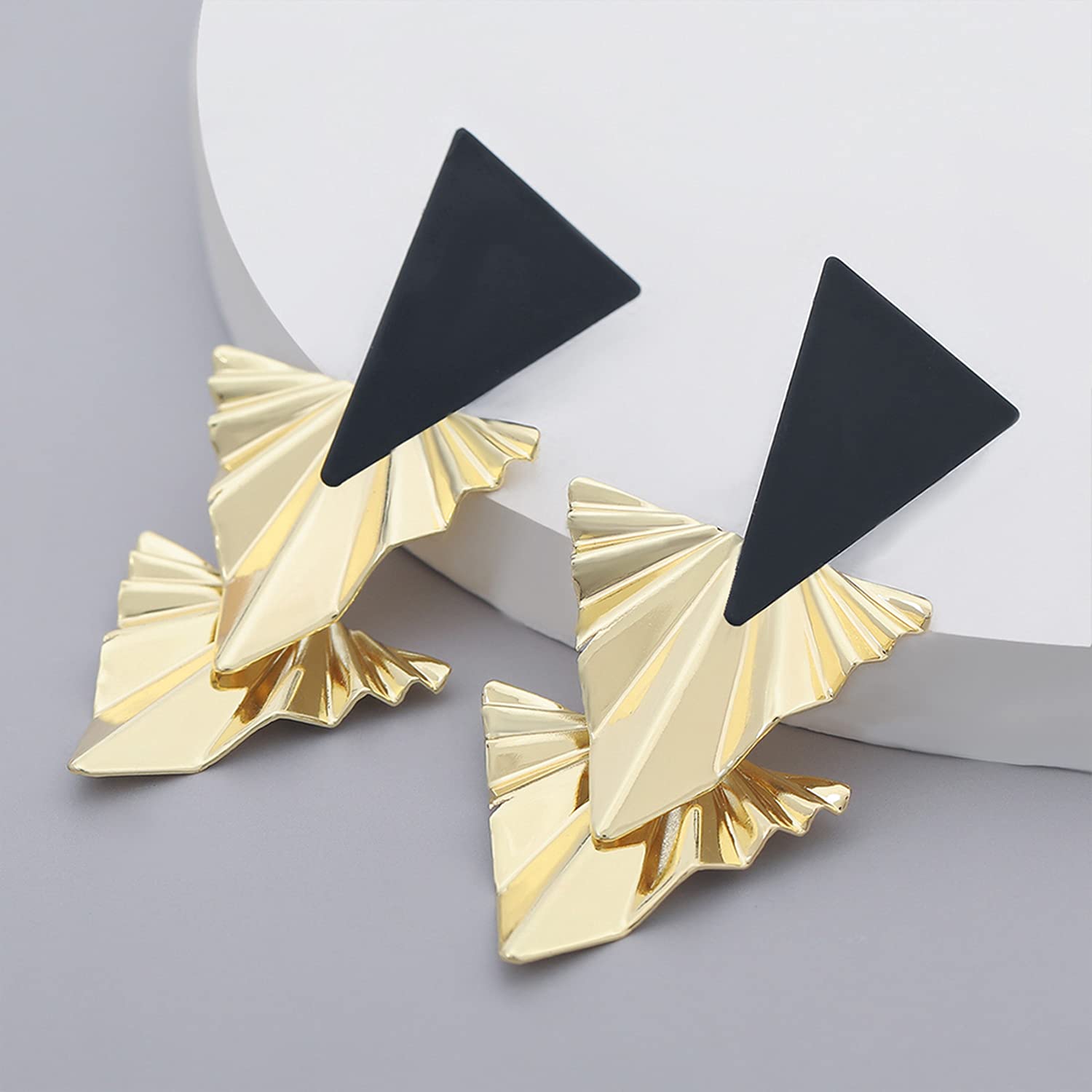 TIANBANGSHI Triangle Statement Drop Dangle Earrings Gold Thin Wire Irregular Geometric Earrings square Earrings For Women Fashion Jewelry Gifts (Gold-1)
