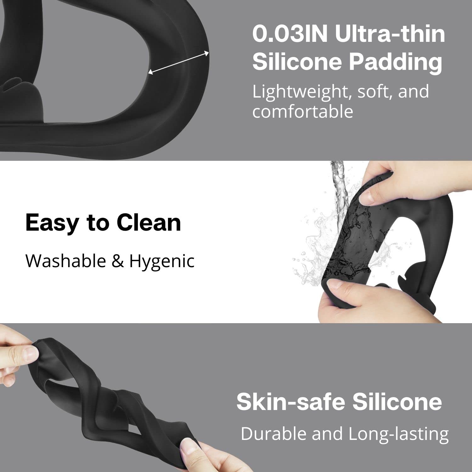 TNP Silicone Cover Set for Oculus Quest 2 Meta Quest 2 Controller Protector Black 4 in 1 Silicone VR Face Cover, Protective Lens Cover, VR Headset Skin Shell Accessories for Oculus Quest 2