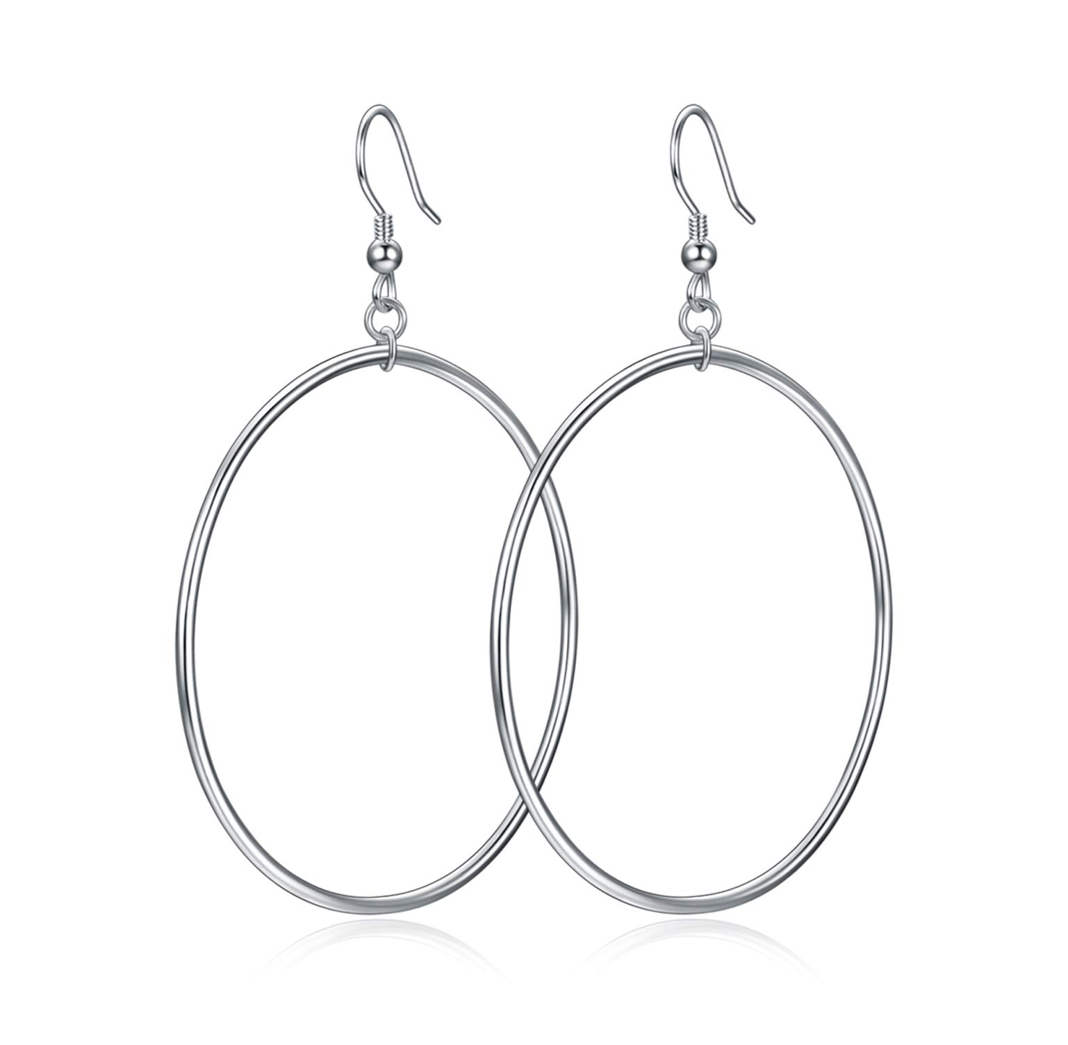 Sterling Silver Large Hoop Circle Dangle Drop Earrings for Women Ldaies 50mm (50mm, silver)