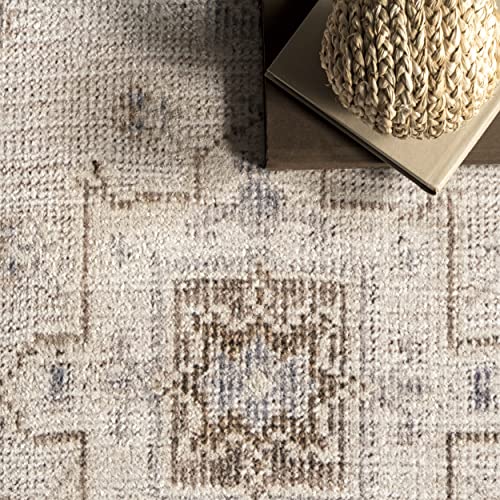 nuLOOM Krystin Medallion 2x3 Machine Washable Accent Rug for Living Room Bedroom Dining Room Entryway Kitchen, Beige/Ivory