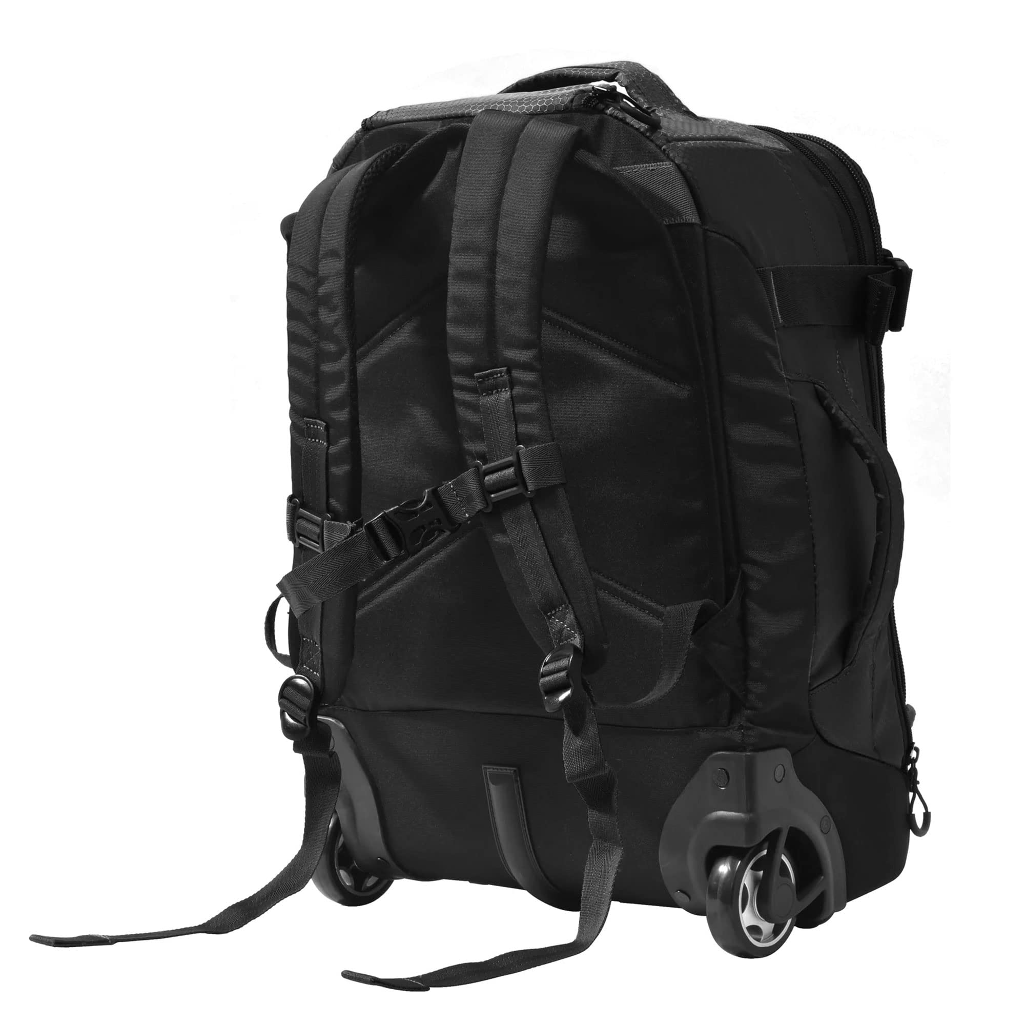 Olympia USA Cascade 20" Outdoor Rolling Backpack Carry On Travel Bag with Hideaway Straps and Comfort Grip Handles, Black