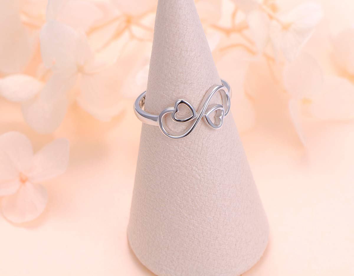 Sterling Silver Engraved Always Sister Forever Friend Heart Infinity Ring for Sister Gift Size 7