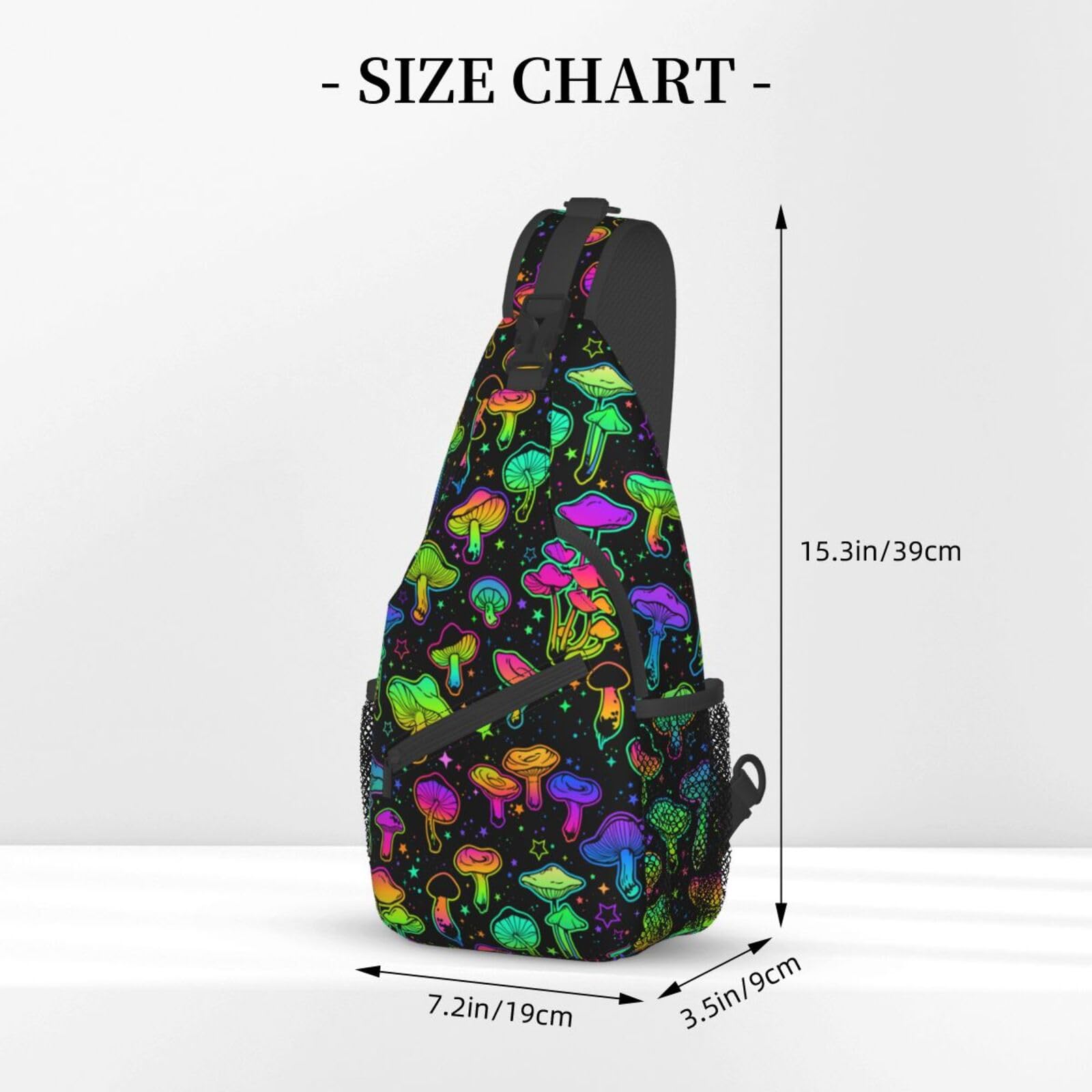 Suzqiub Mushroom Sling Bag Crossbody Backpack for Women Men Sling Backpack Casual Daypack for Hiking Travel