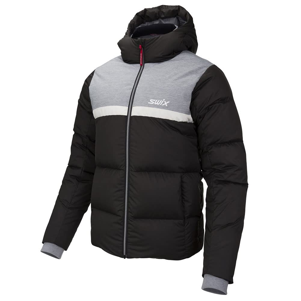 Swix Standard Unisex 13161 Focus Down Weather-Protected Insulated Cross-Country Hooded Ski Jacket, Black, X-Large